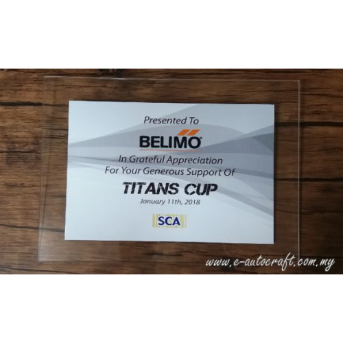 CUSTOMIZE PLAQUE acrylic clear sheet + full color printing